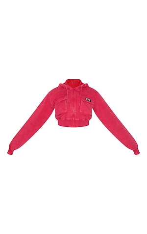 PLT Shape Washed Red Shape Cargo Cropped Hoodie | Shape | PLT