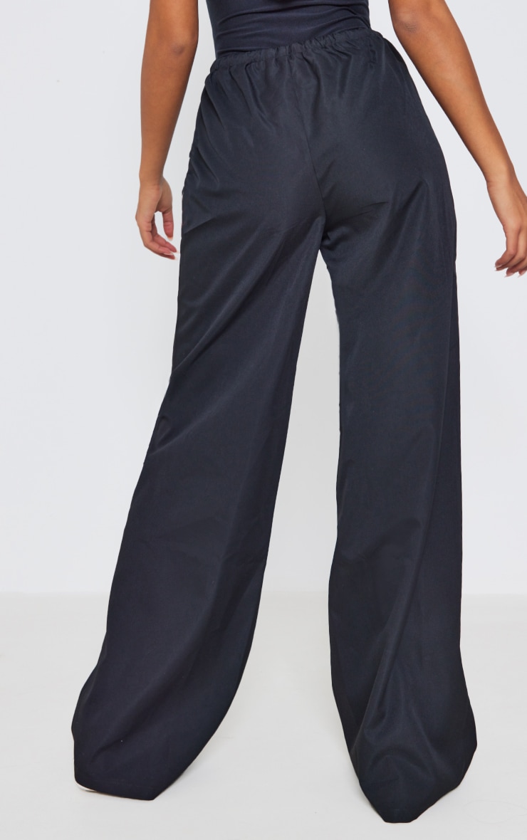 Tall Black Drawstring Waist Wide Leg Trousers | PrettyLittleThing