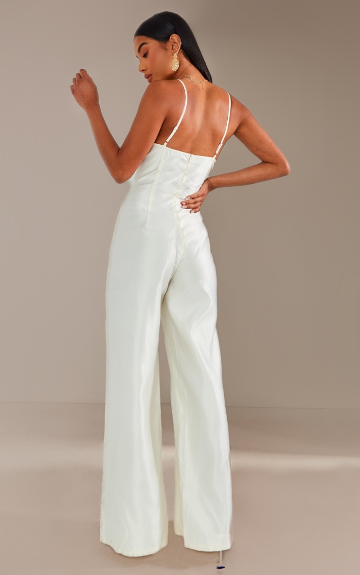 Cream Satin Cup Detail Corset Jumpsuit | Jumpsuits & Rompers ...