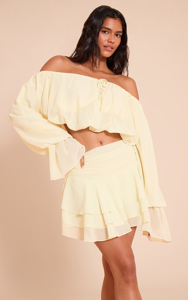Lemon Chiffon Layered Mini Skirt | Co-ords | PLT USA