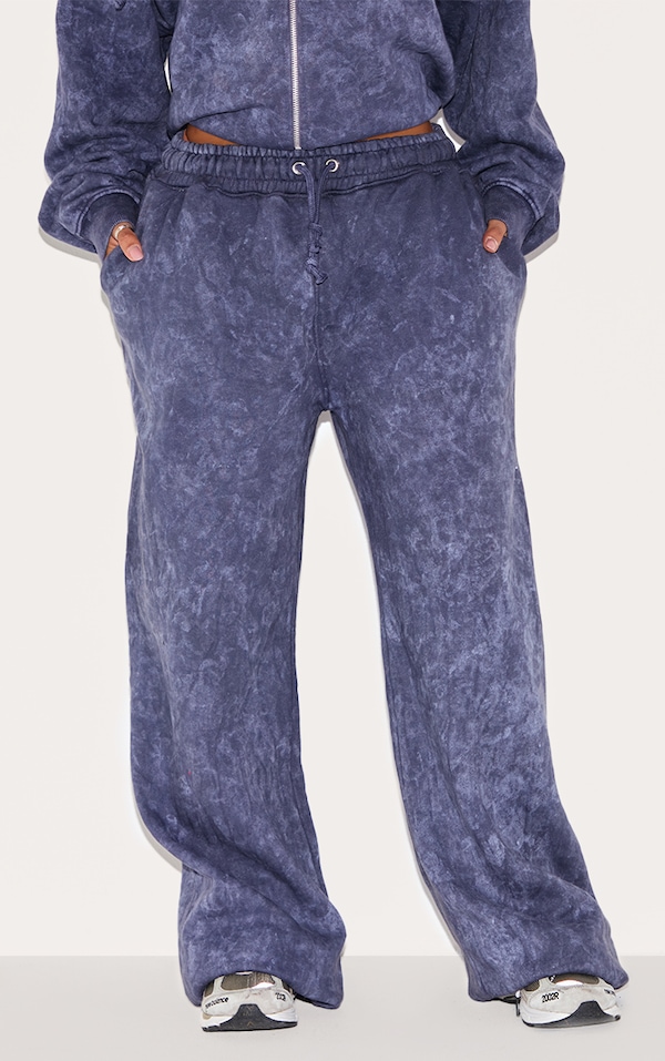 Shape Navy Washed Wide Leg Sweatpants | Shape | PrettyLittleThing USA