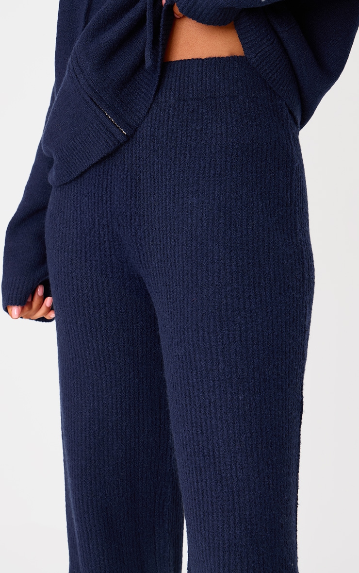 Tall Navy Knit Wide Leg Trousers | Tall | PrettyLittleThing