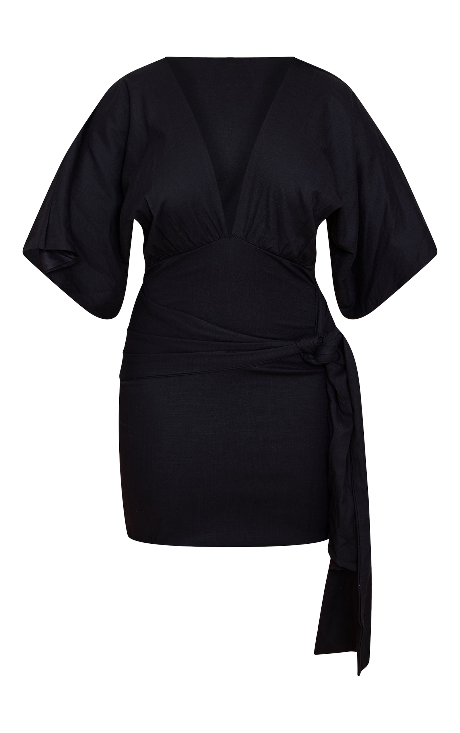Shape Black Batwing Wrap Tie Waist Mini Dress | Shape ...