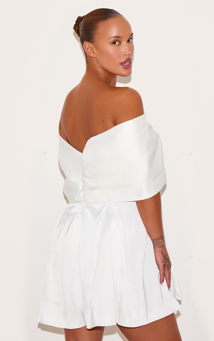 Premium Plus White Satin Extreme Bow Detail Romper | Plus Size ...