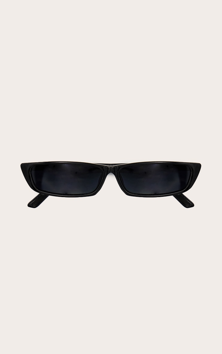 Black Slim Rectangular Lense Sunglasses | Accessories | PLT