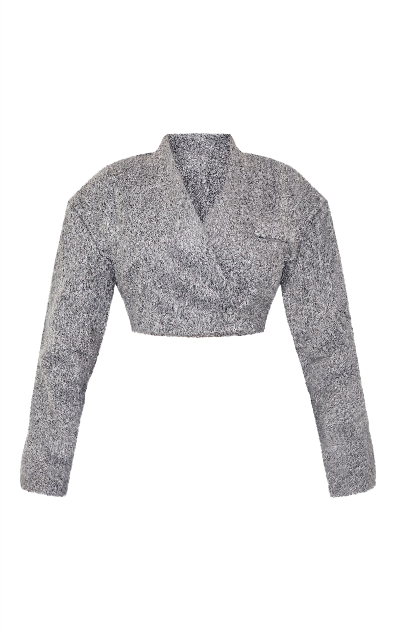 Shape Grey Wool Over Cocoon Sleeve Crop Jacket | Shape | PLT