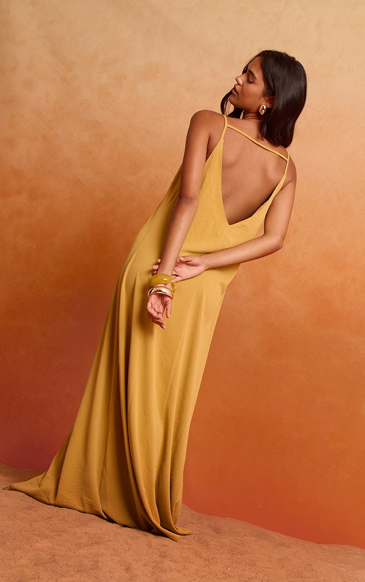 Deep Mustard Floaty Woven Low Back Maxi Dress | Dresses ...