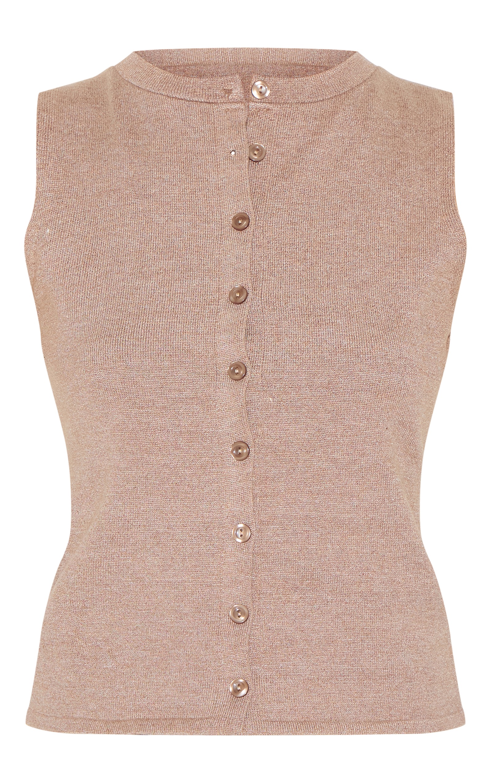 Tall Mocha Button Through Sleeveless Top | Tall | PLT