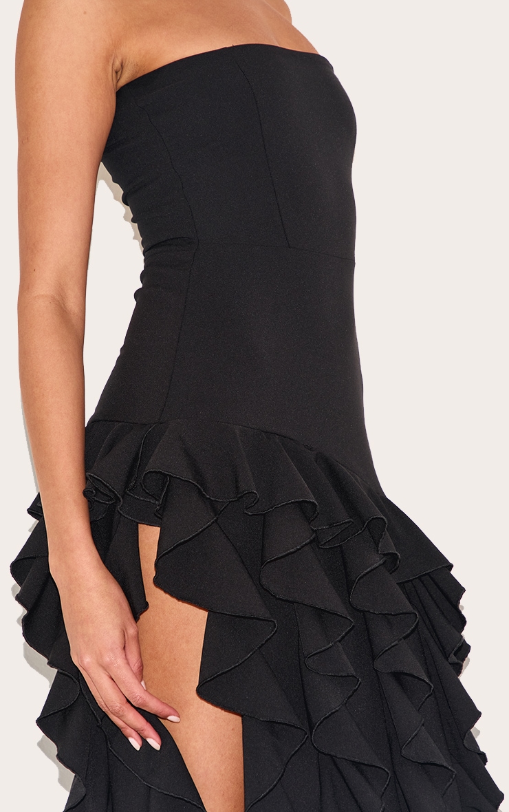 Black Bandeau Frill Detail Maxi Dress | Dresses | PLT USA