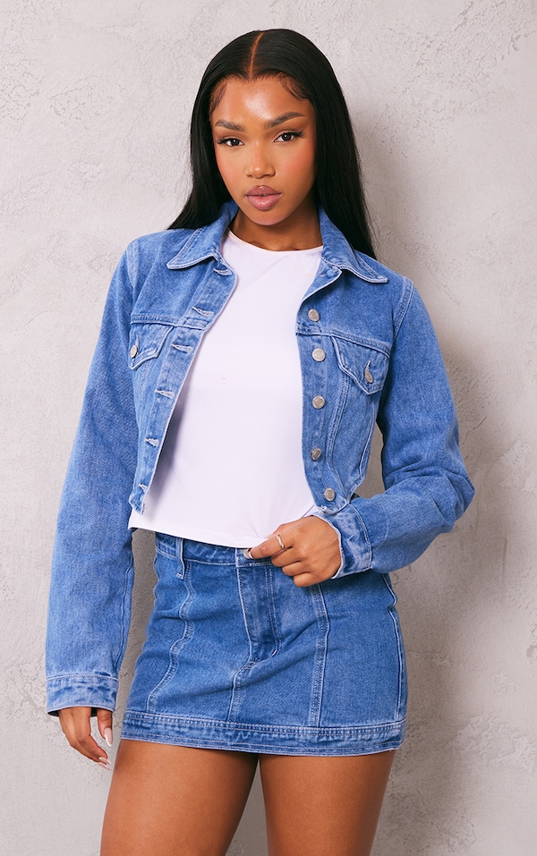 Mid Blue Wash Low Rise Denim Mini Skirt Denim Prettylittlething Usa