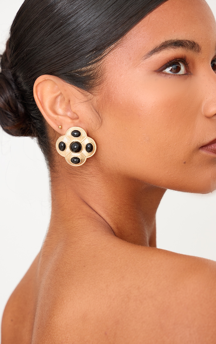 Gold Jewel Detail Statement Stud Earrings | Accessories ...