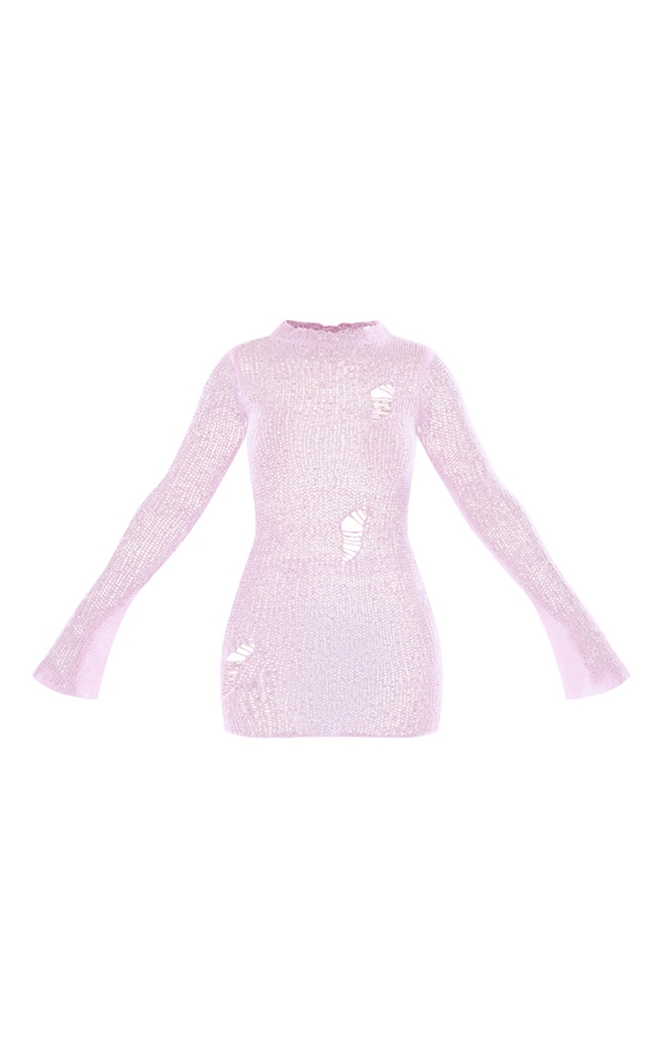 Baby Pink Fluffy Knit Mini Dress | PrettyLittleThing QA