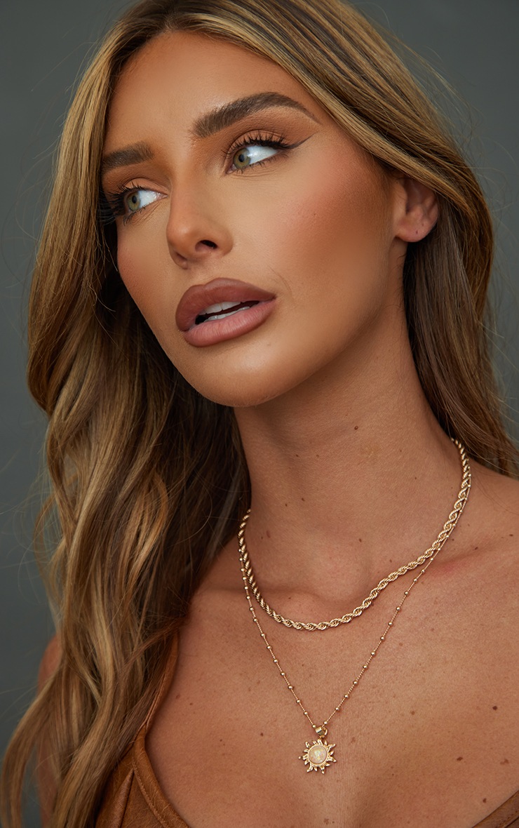 Gold Iridescent Sun Pendant Layered Necklace | Accessories ...