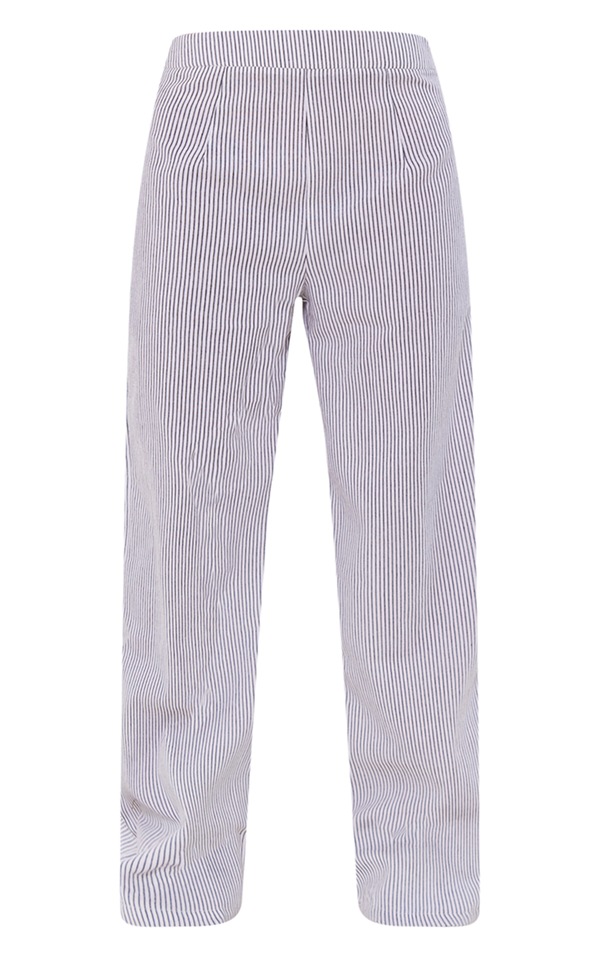 White Stripe Twill Wide Leg Trousers | Bottoms | PLT