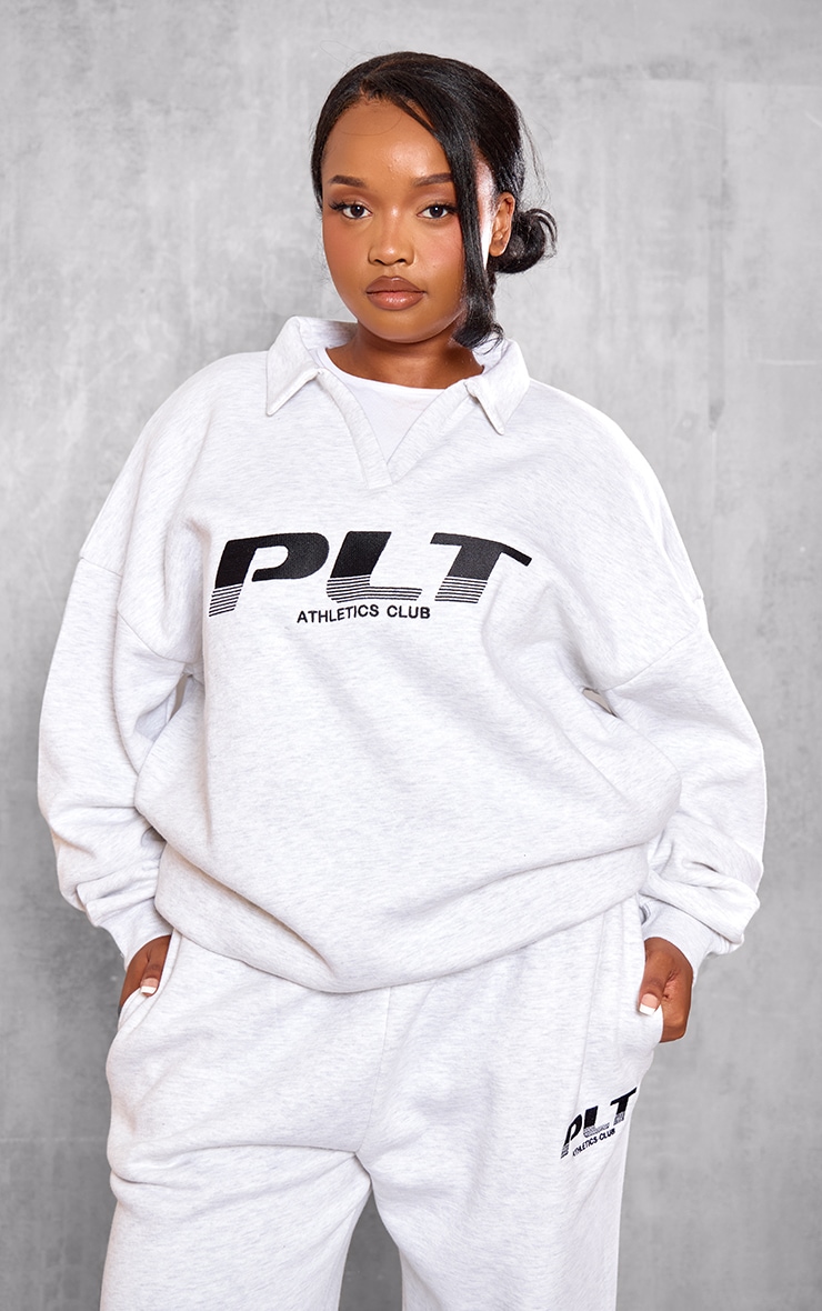 PLT Plus Grey Athletics Club Embroidered Sweatshirt | Plus Size ...