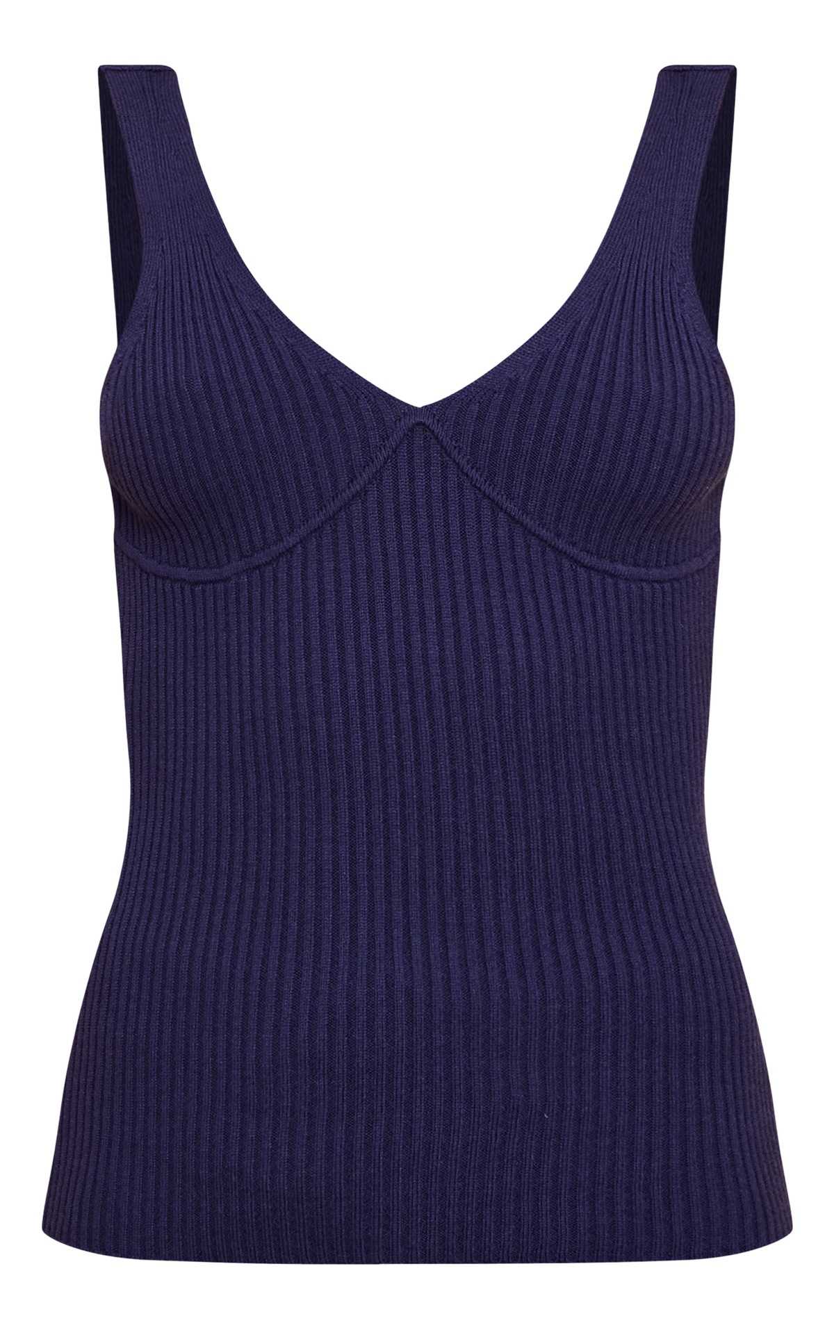 Tall Navy Knitted Ribbed Longline Tank Top | Tall | PLT USA