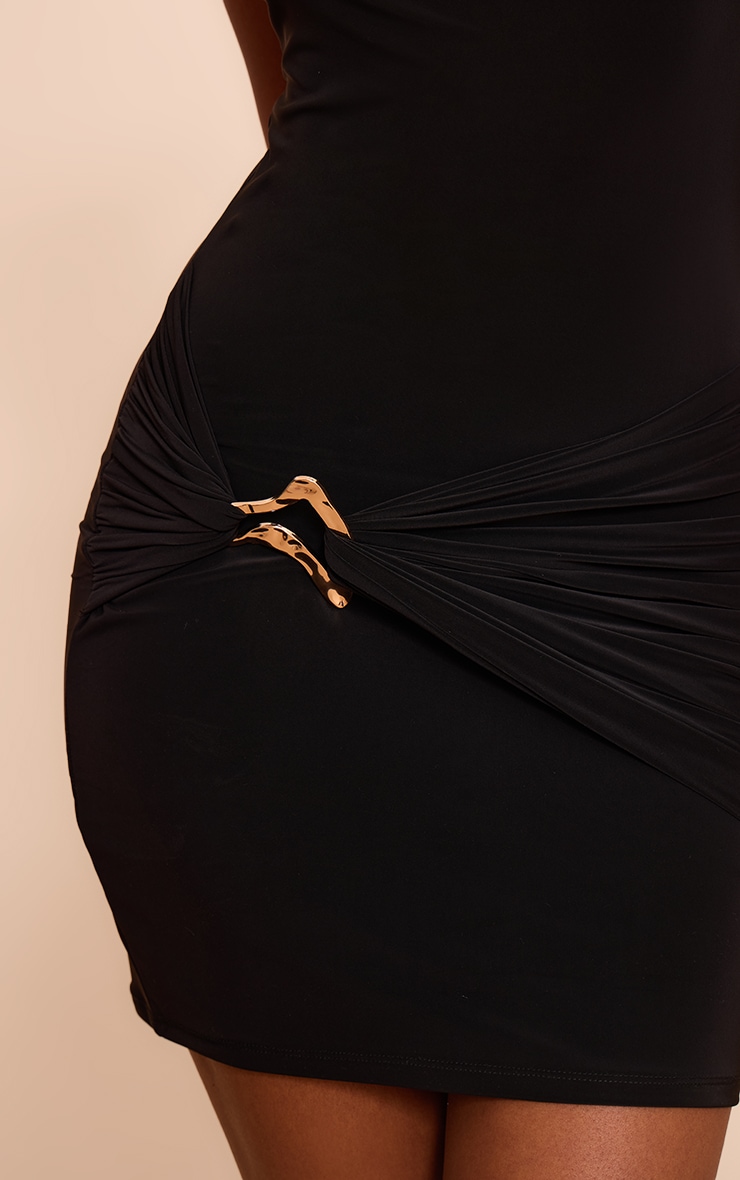 Black Slinky Ruched Trim Detail Mini Dress | Dresses ...