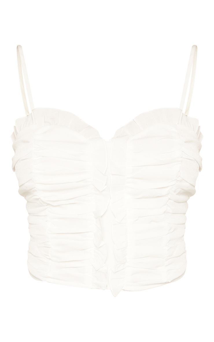 White Ruched Front Cami Crop Top | Tops | PrettyLittleThing