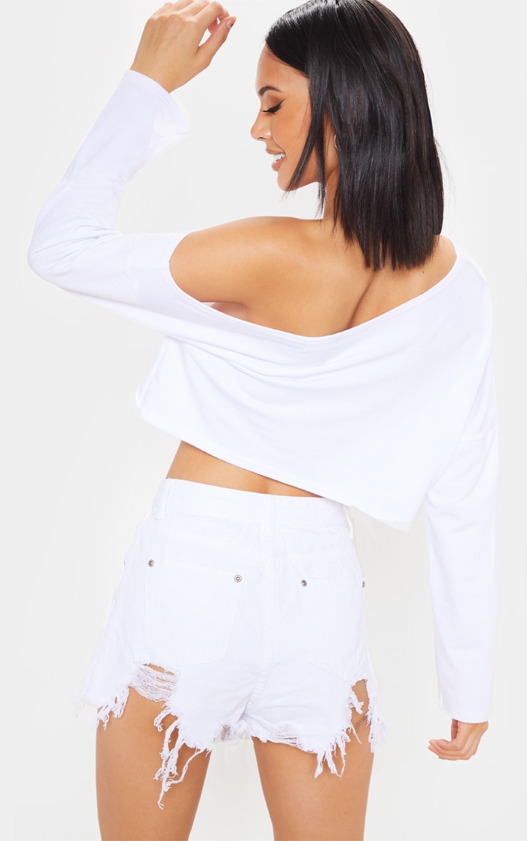 White Off Shoulder Sweater | Tops | PrettyLittleThing