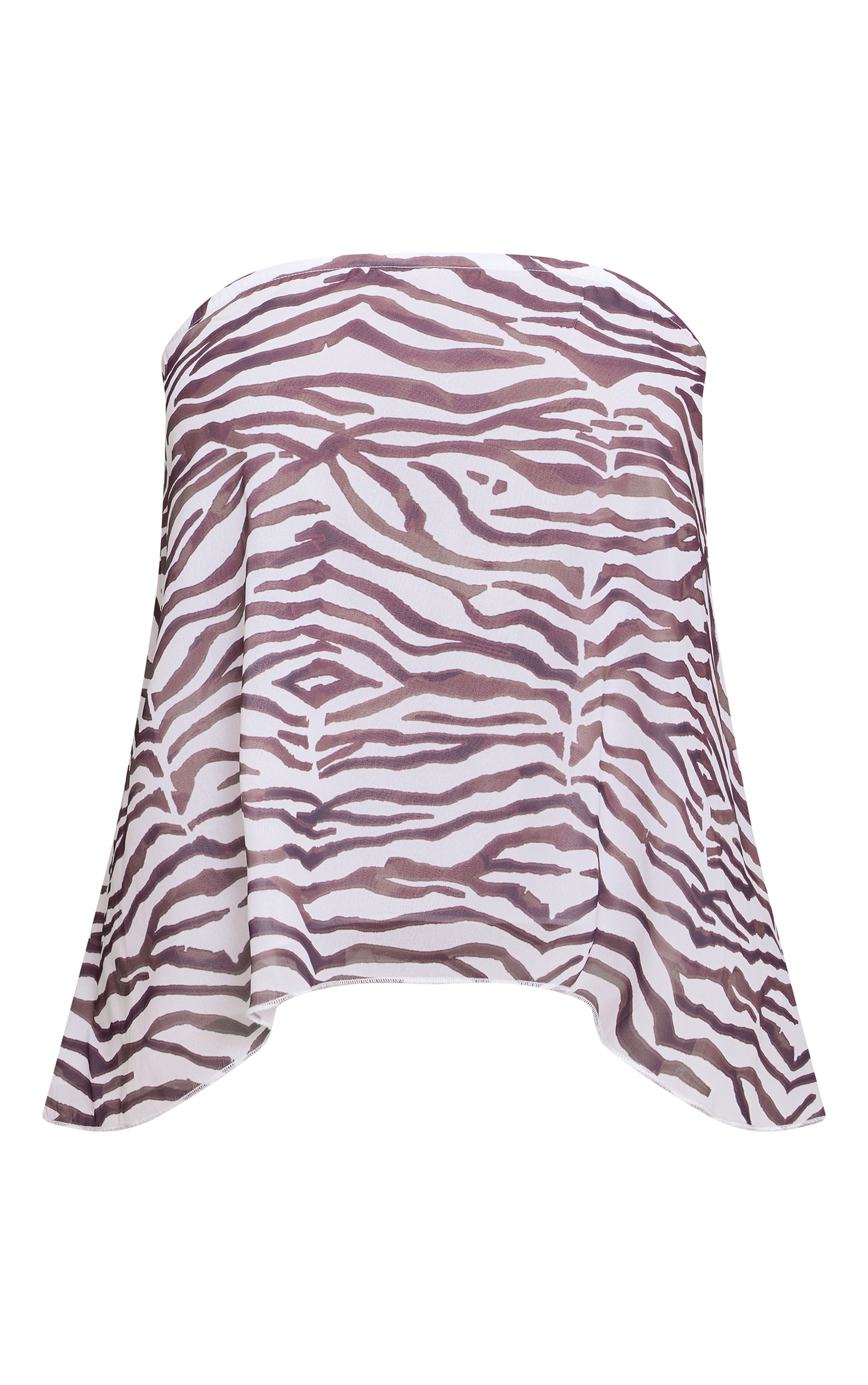 Monochrome Zebra Print Chiffon Floaty Bandeau Top | Tops | PLT USA