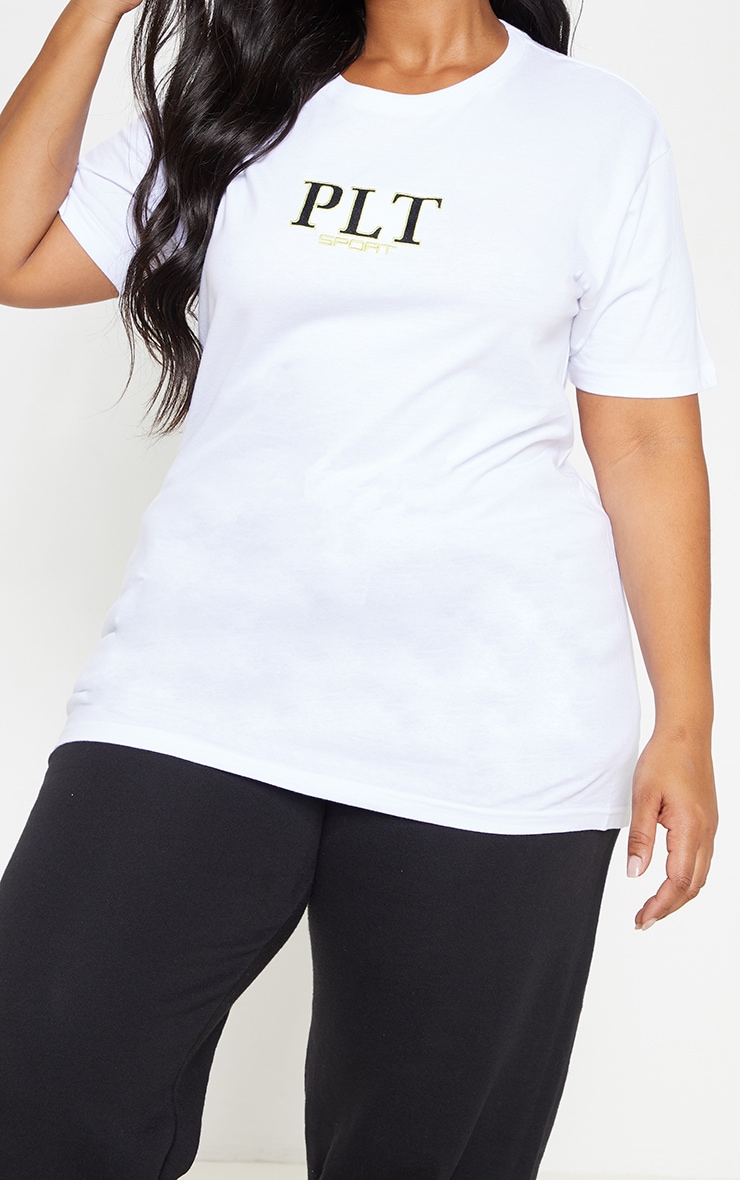 PLT Plus - T-shirt blanc à logo PrettyLittleThing. Plus ...
