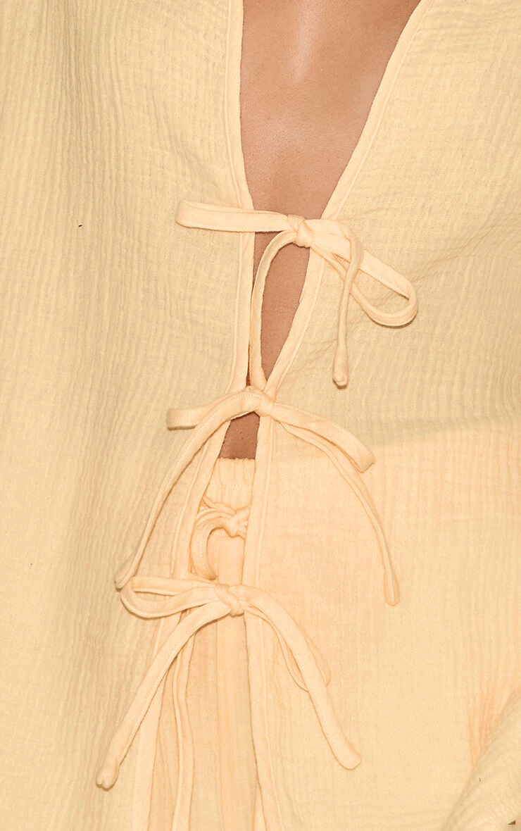 Lemon Textured Cheesecloth Tie Front Shirt | Co-ords ...