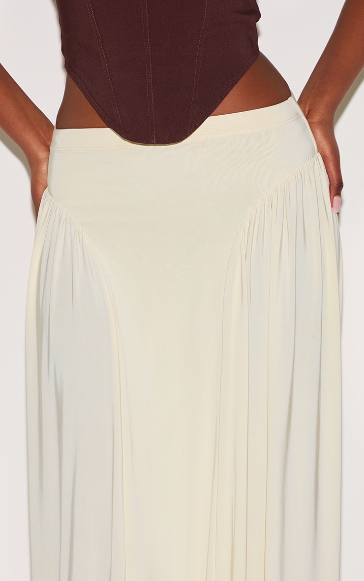 Stone Slinky Drop Waist Ruched Panel Maxi Skirt | Bottoms | PLT USA