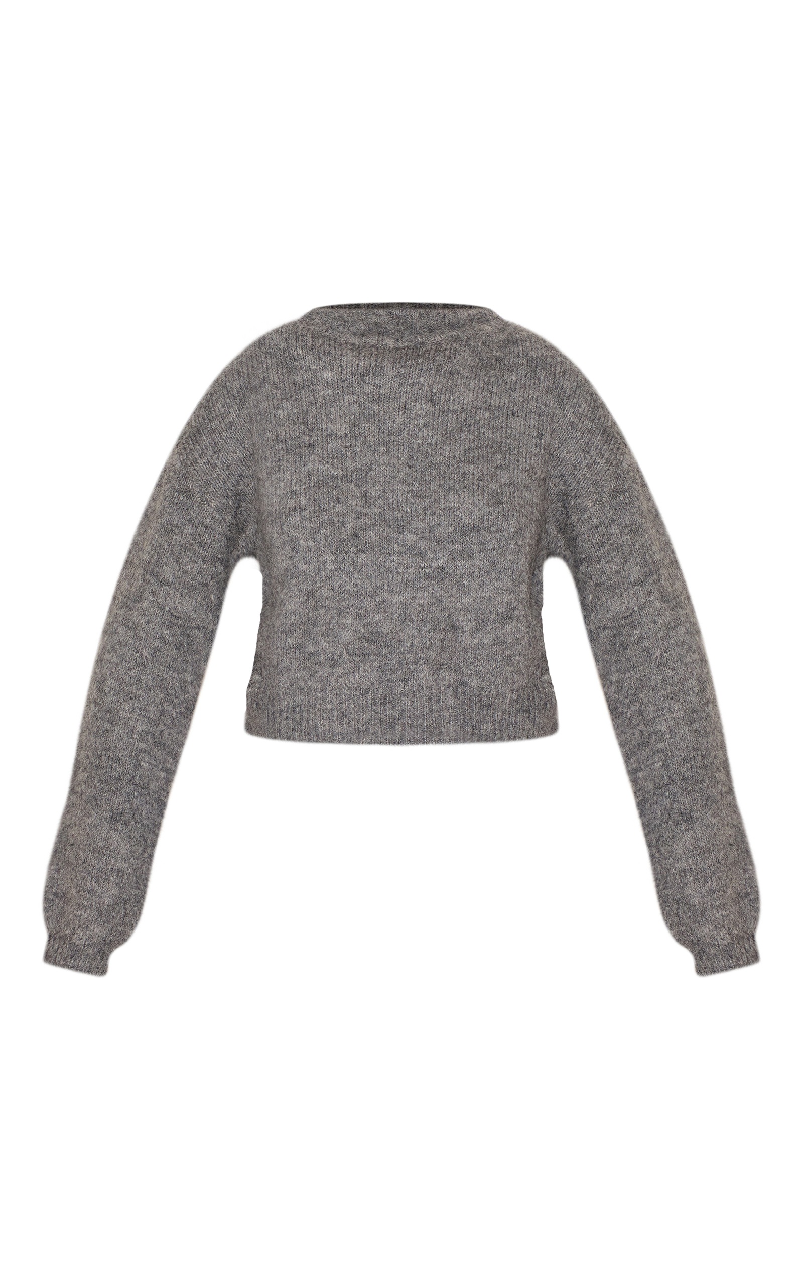 Plus Grey Marl Knit Asymmetric Overlay Jumper | Plus Size | PLT