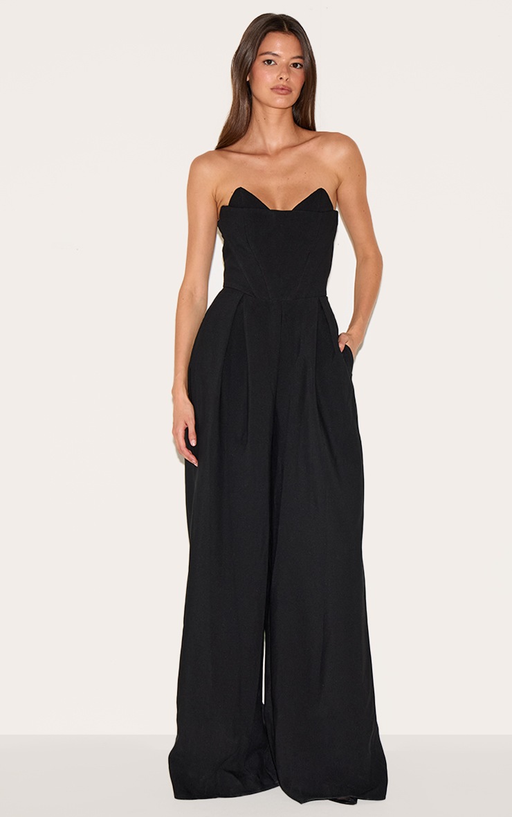 PLT Label Black Corset Bust Tailored Jumpsuit | Jumpsuits & Playsuits | PrettyLittleThing