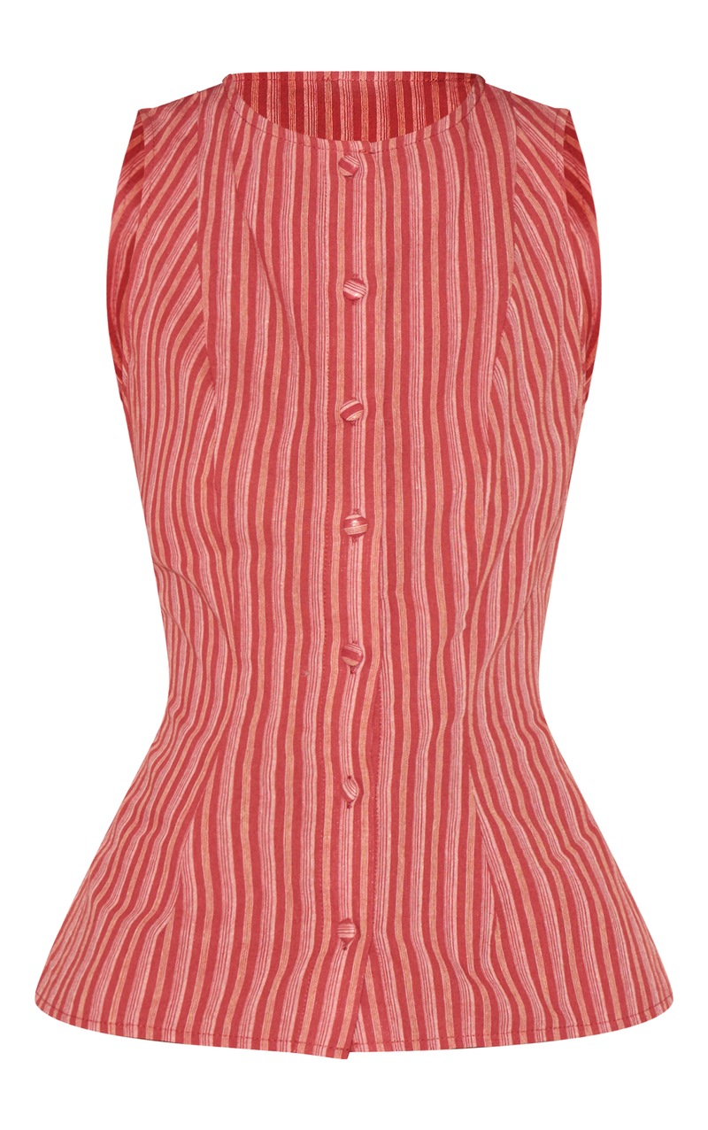Red Striped Longline Vest | Tops | PLT USA