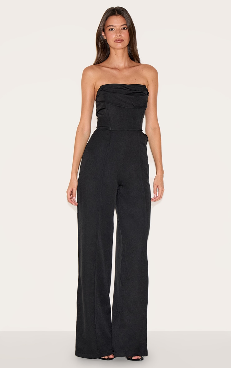 Black Bandeau Cowl Neck Pocket Detailed Jumpsuit | Jumpsuits & Rompers | PrettyLittleThing USA