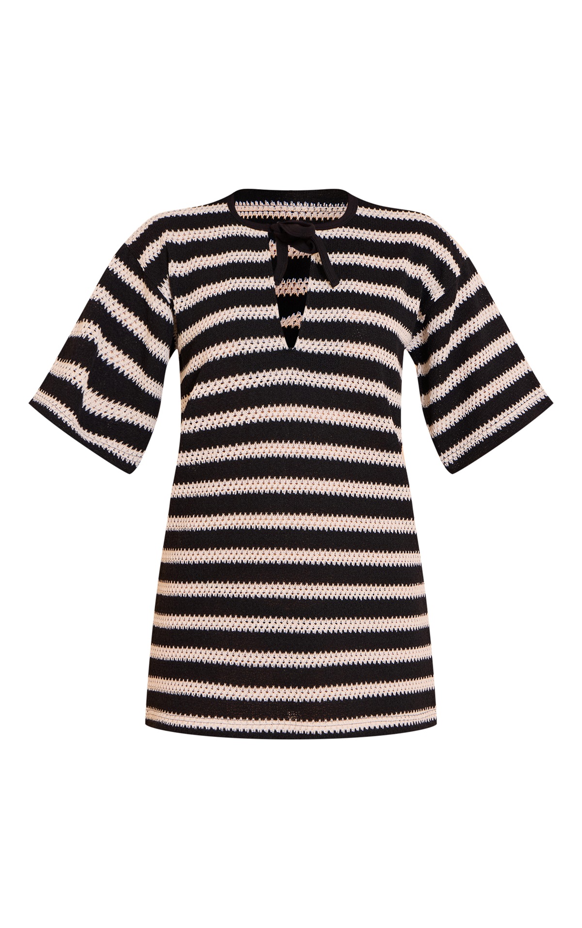 Black Monochrome Striped Texture Boxy Shift Dress | Dresses ...