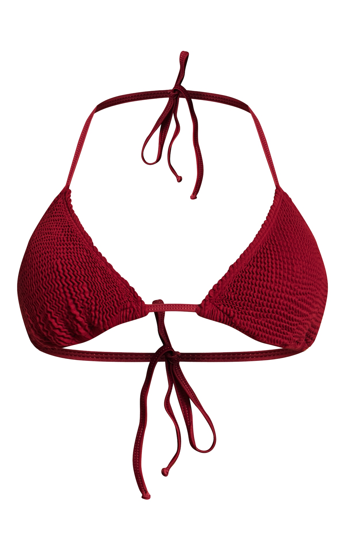 Burgundy Crinkle Triangle Bikini Top | Swimwear | PLT