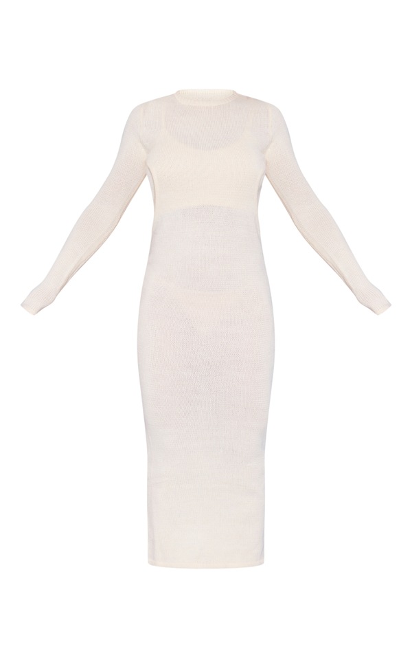 Oatmeal Open Back Contrast Bralet Midaxi Dress | Knitwear ...