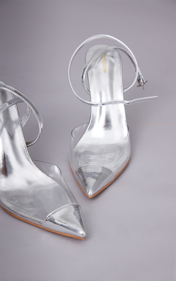 Silver PU Metallic Toe Cap High Heeled Courts | Footwear | PLT