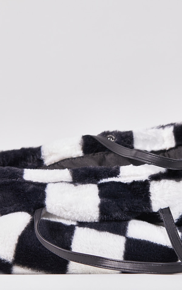 Monochrome Soft Faux Fur Checkerboard Bag | Accessories ...
