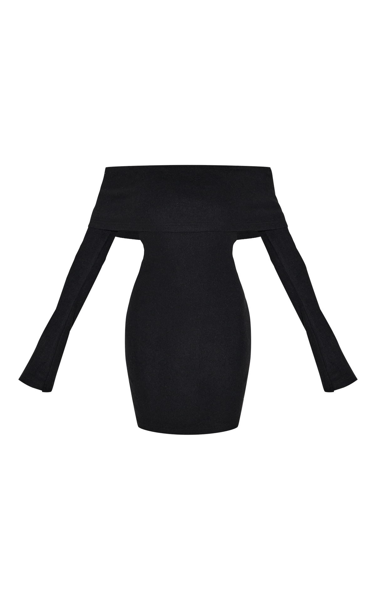 Black Fold Over Bardot Mini Dress | Dresses | PLT USA