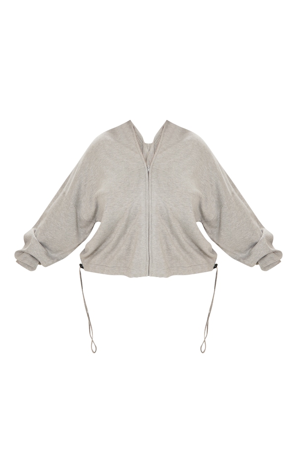 Plus Grey Slouchy Zip Up Knit Cardigan | Plus Size | PLT