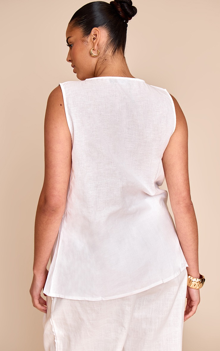 Plus White Sleeveless Tie Front Top | Plus Size | PLT USA