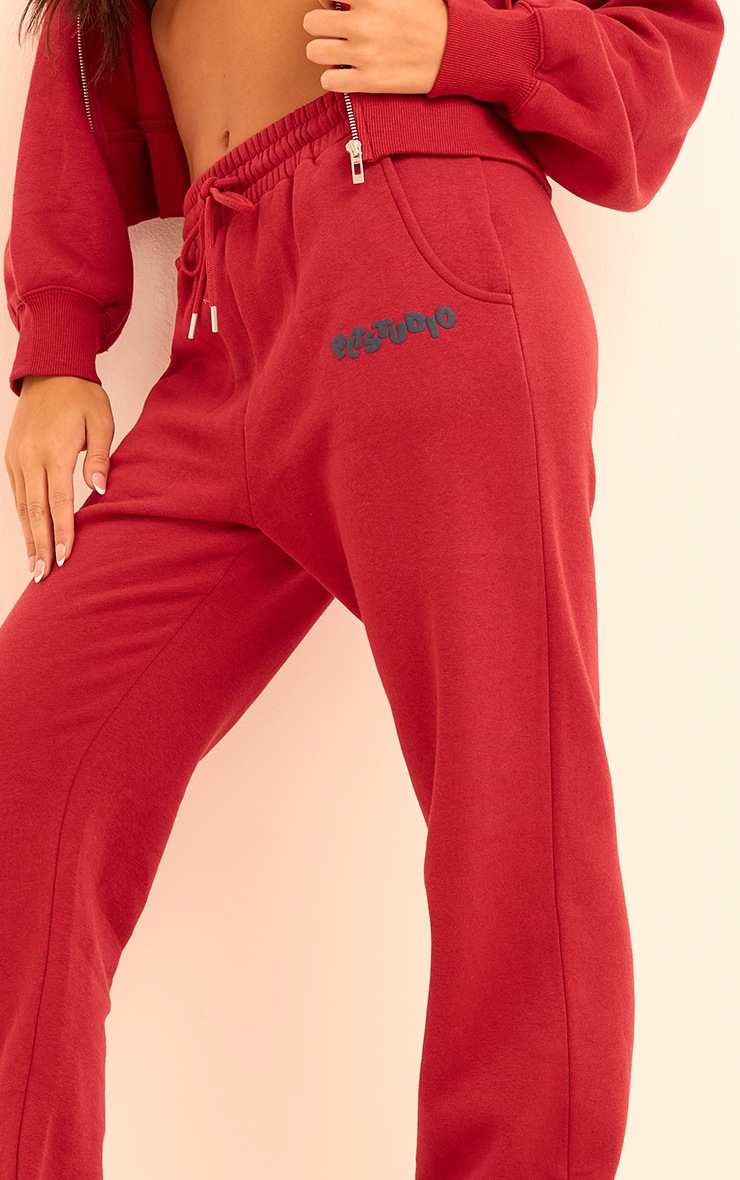 Cherry Red PLT Studio Archive Puff Drawstring Cuffed Joggers ...