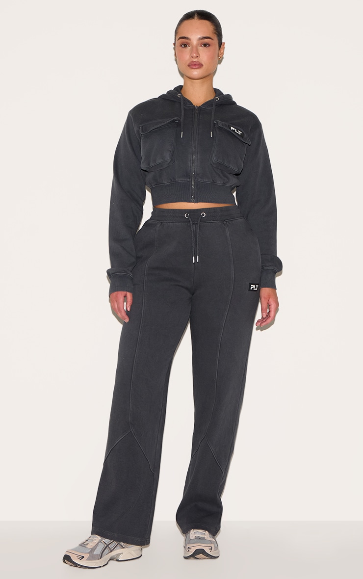 PLT Shape Washed Charcoal Wide Leg Sweatpants | Shape | PrettyLittleThing USA