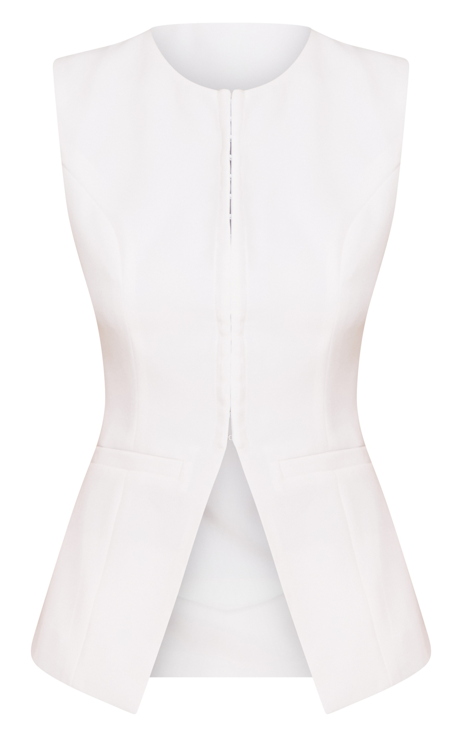 White Hook And Eye Detail Vest | Co-ords | PLT USA