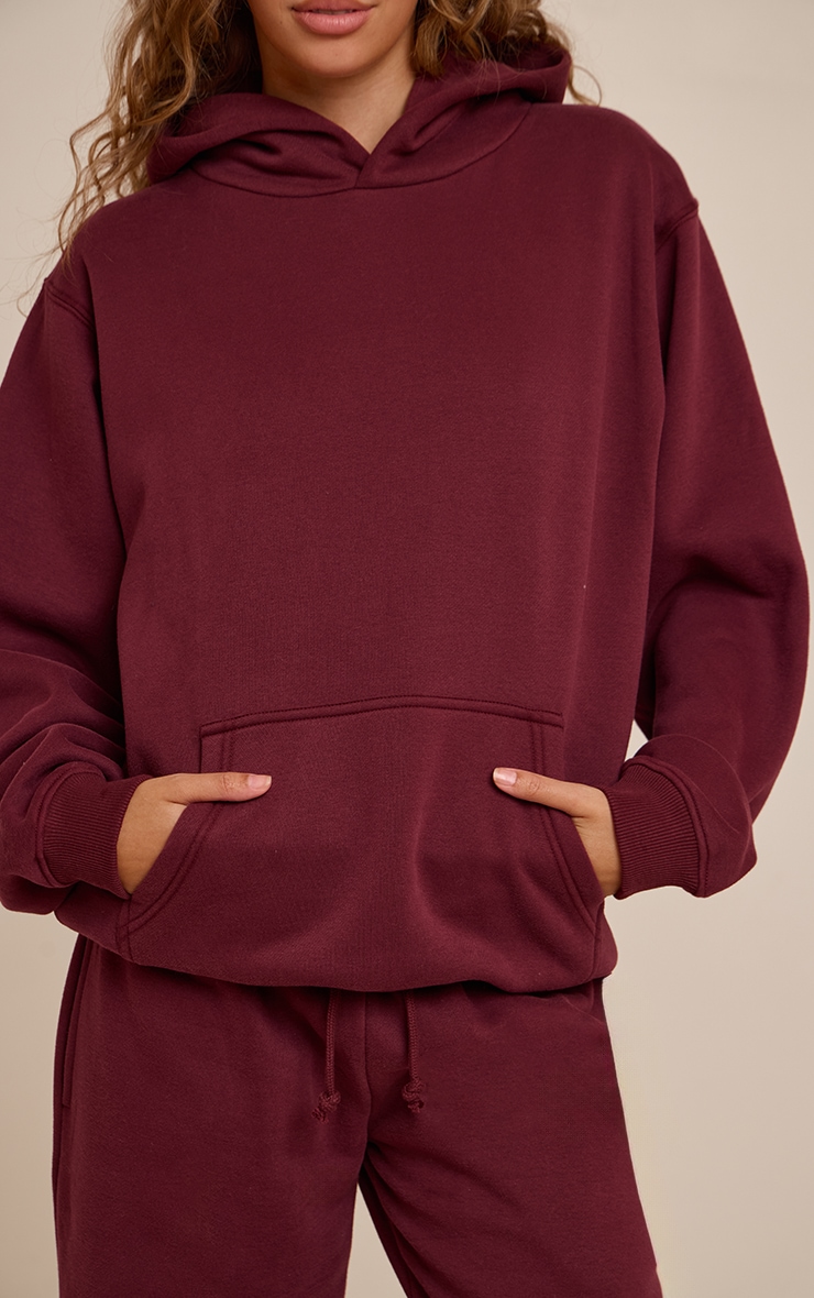Wine Cotton Fleece Pullover Hoodie | Athleisure | PrettyLittleThing USA
