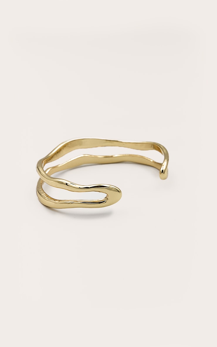 Gold Double Ridge Wave Bangle | Accessories | PLT