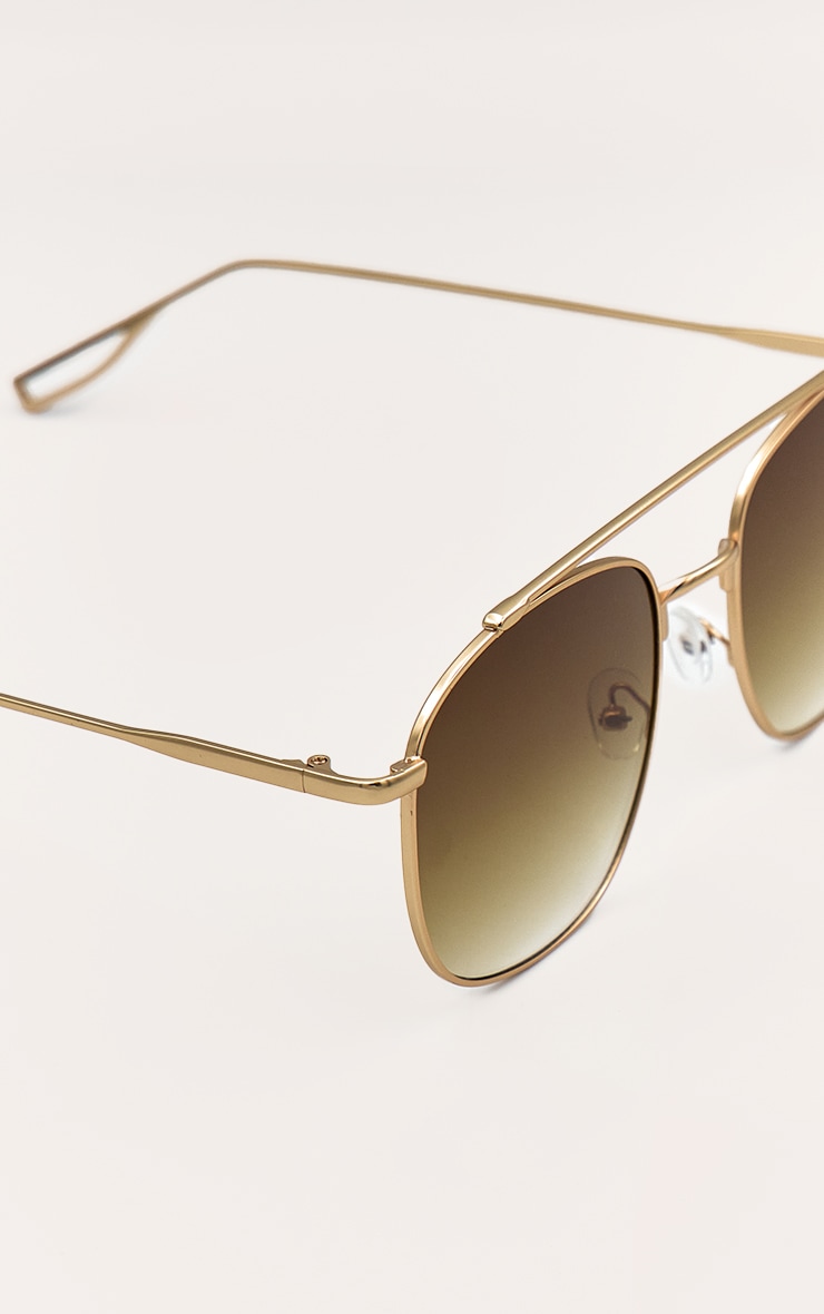 Gold Oversized Metal Frame Aviator Sunglasses | Accessories | PLT