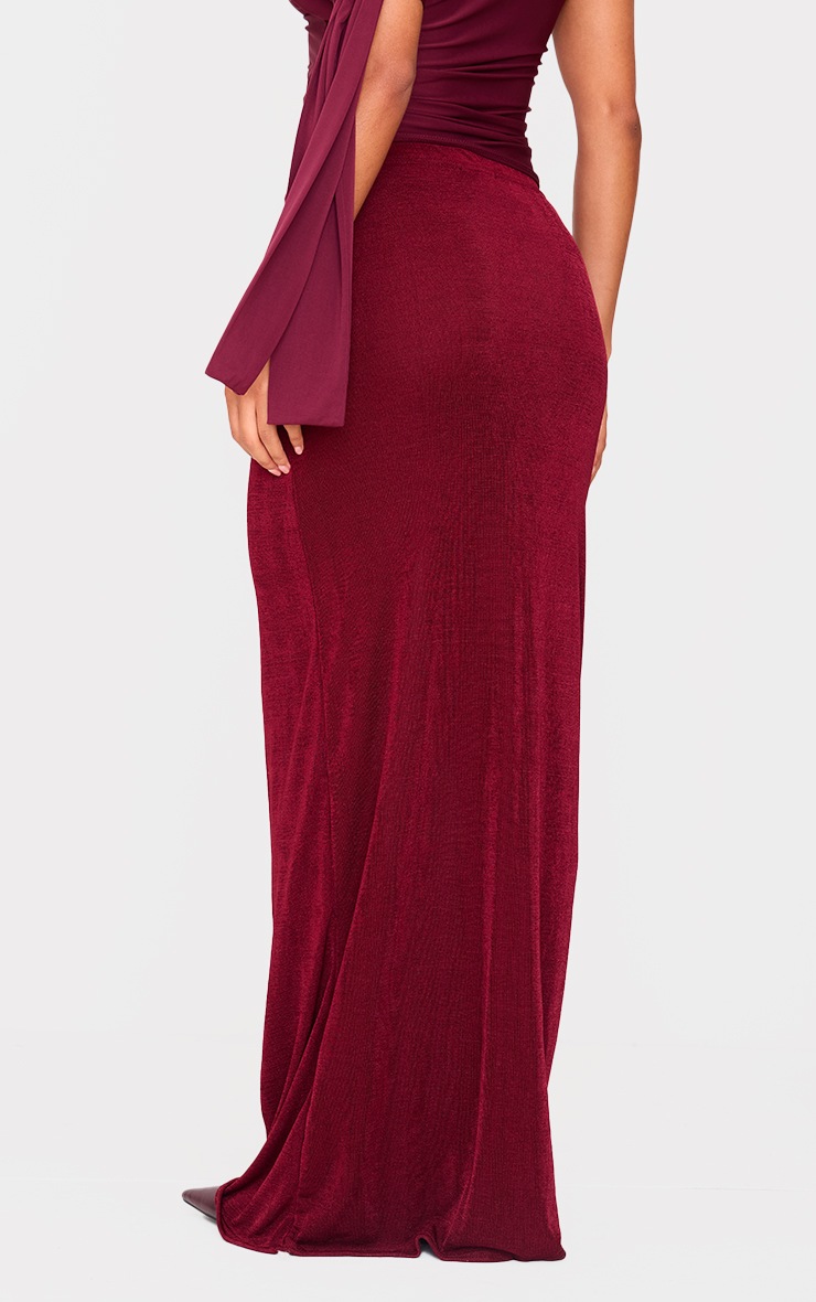 Burgundy Acetate Slinky Low Rise Maxi Skirt | Bottoms ...