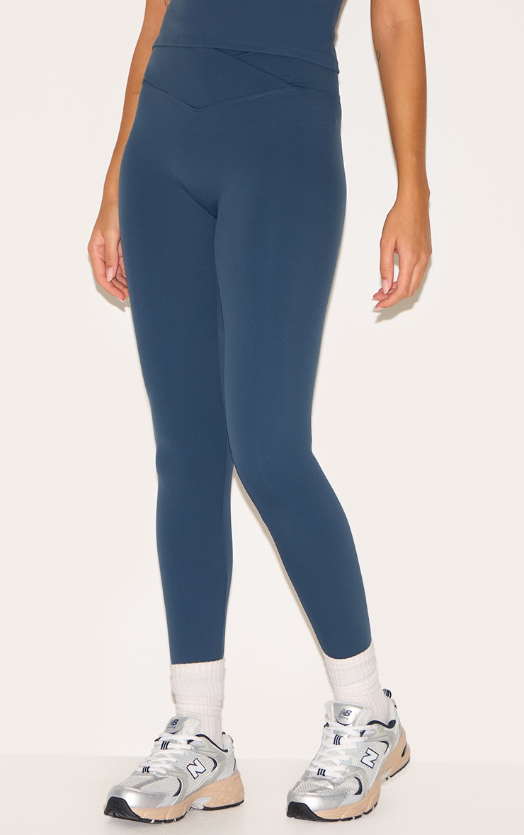 Midnight Blue Sculpt Wrap Waist Gym Leggings | Activewear ...