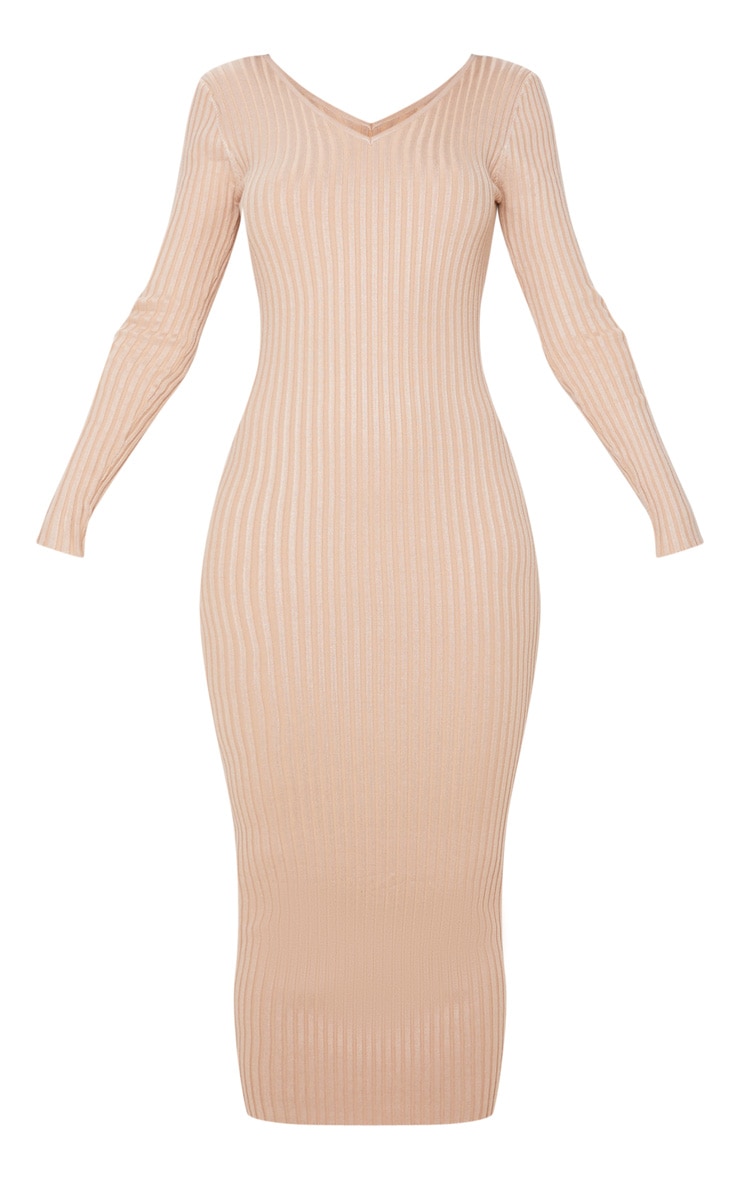 Stone Off Shoulder Rib Knitted Midaxi Dress | PrettyLittleThing USA