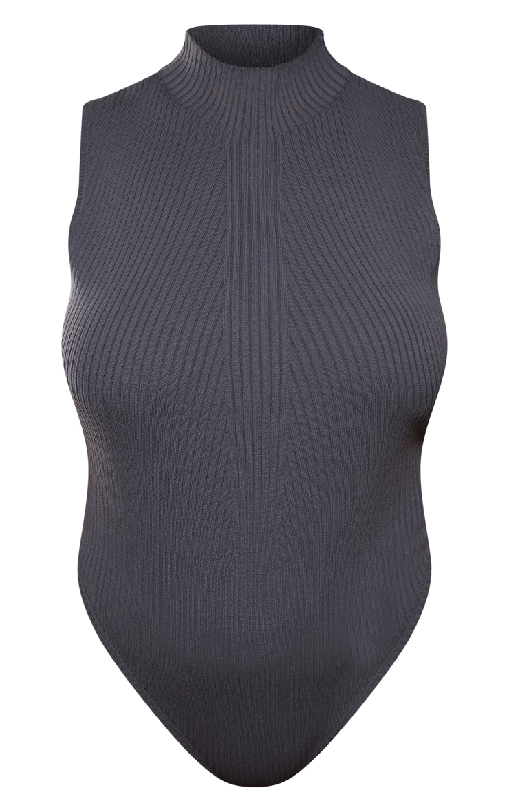 Plus Body gris anthracite en maille côtelée à col haut ...
