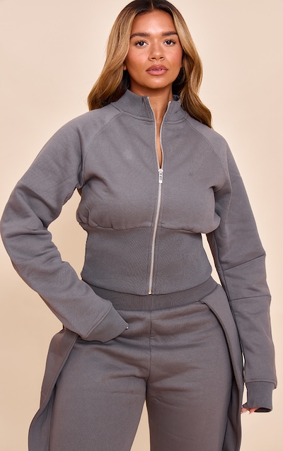 Shape Charcoal Cinched Waist Cocoon Sleeve Jacket | Shape | PLT